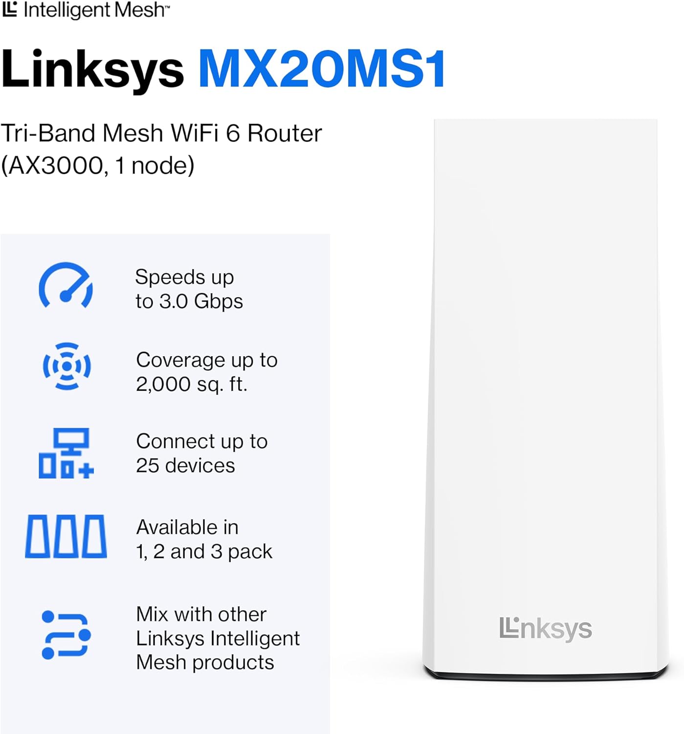 مشخصات روتر لینکسیس مدل Linksys Atlas WiFi 6 MX2000 1-Pack - ارسال 15 ...