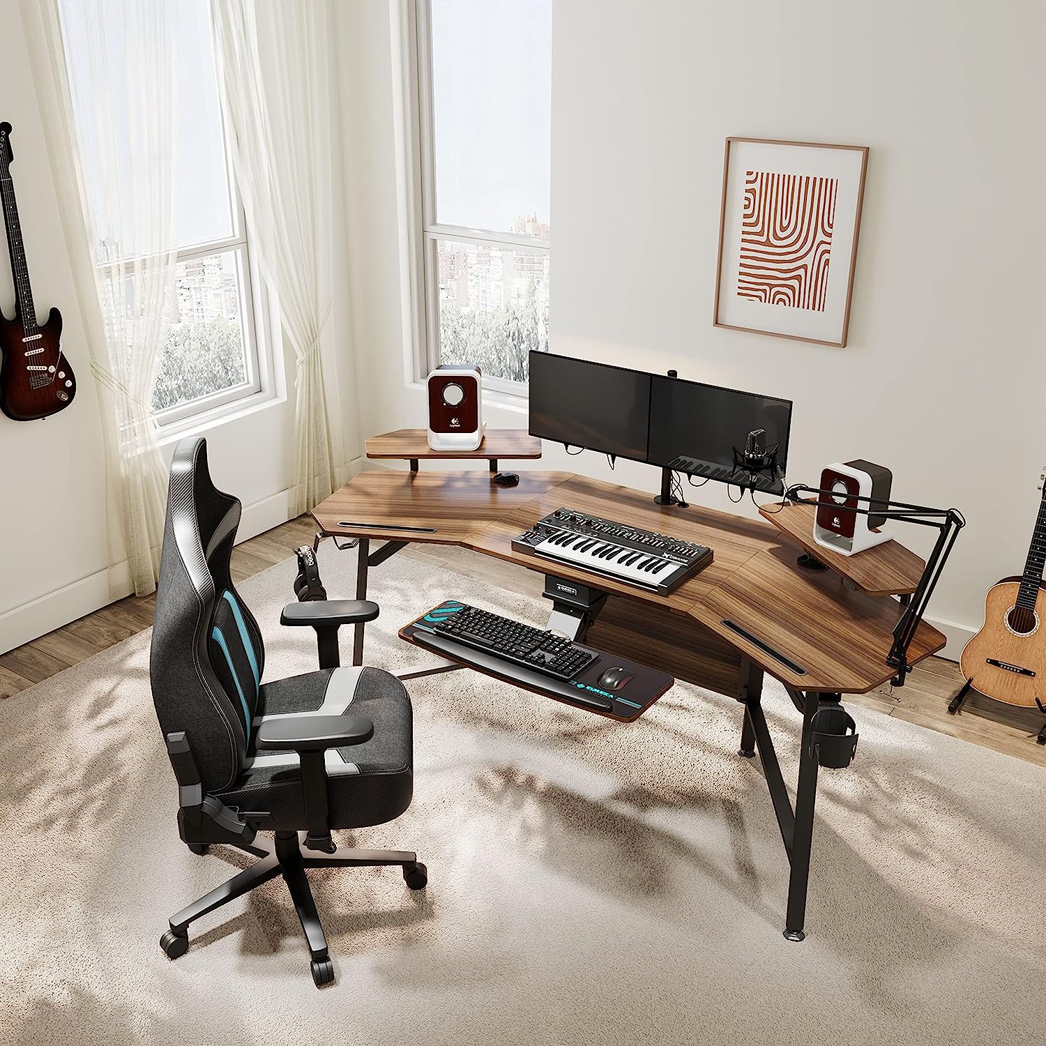 مشخصات میز استودیو موسیقی به شکل بال مدل EUREKA ERGONOMIC 72 Computer ...