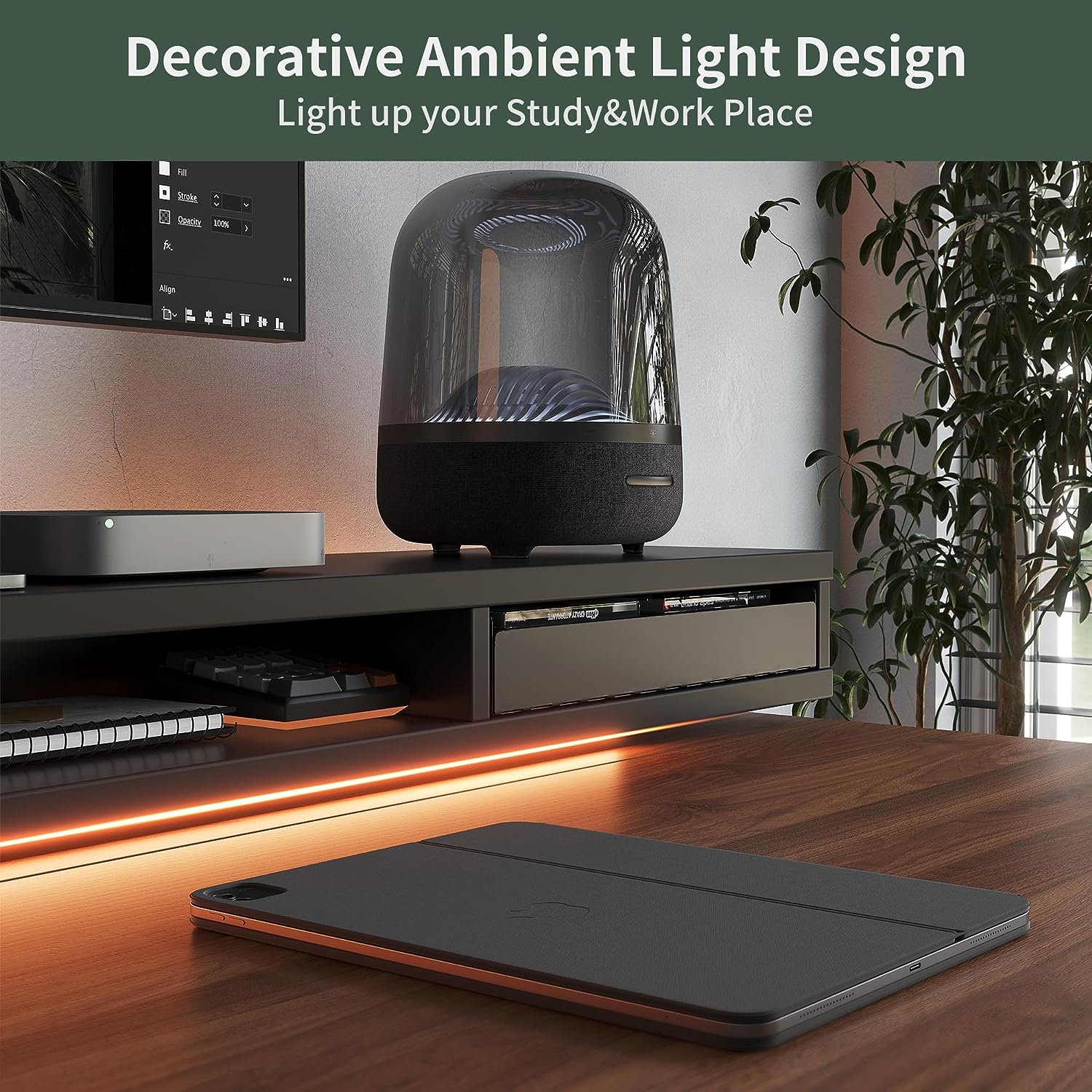 مشخصات میز ایستاده با قابل تنظیم ارتفاع و نور محیطی مدل FEZIBO 55 24 ...