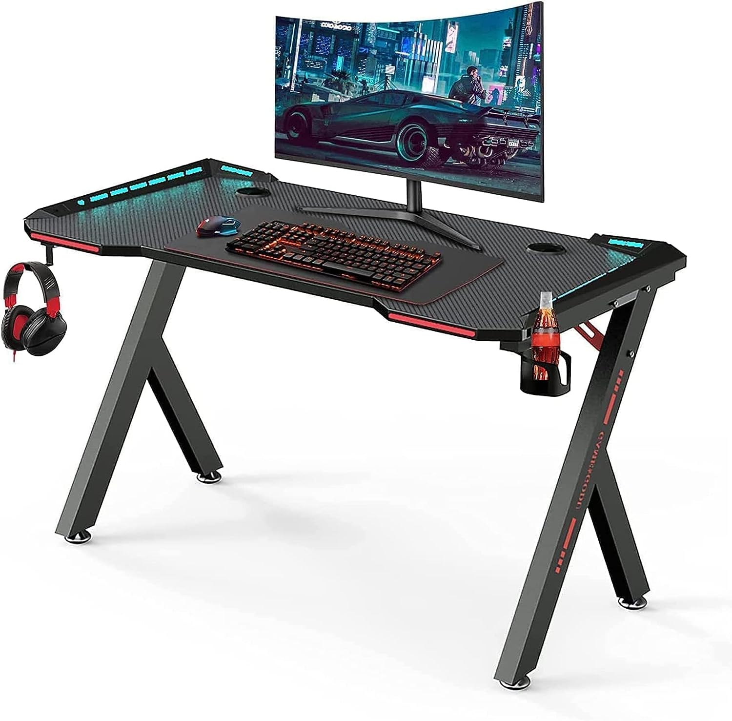 مشخصات میز گیمینگ مدل Gaming Desk With Led Rgb Rc Light ارسال 15 الی